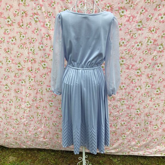 Vintage | Dresses | 7s Vintage Slate Blue Dress 970s Retro Mod Sm ...